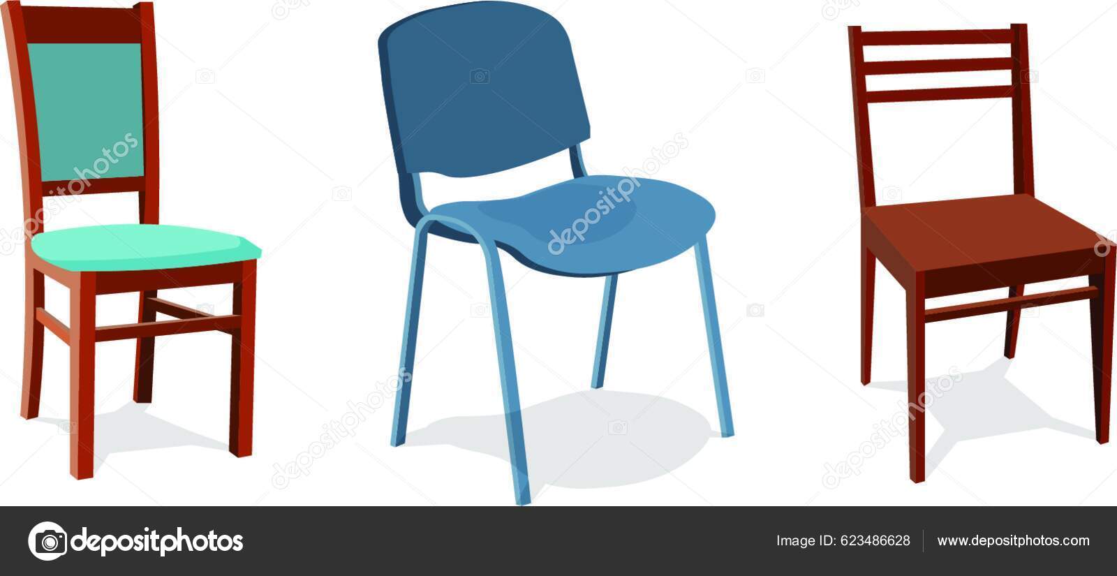 Illustration Set Different Chairs Home Office Object Realistic Design ...