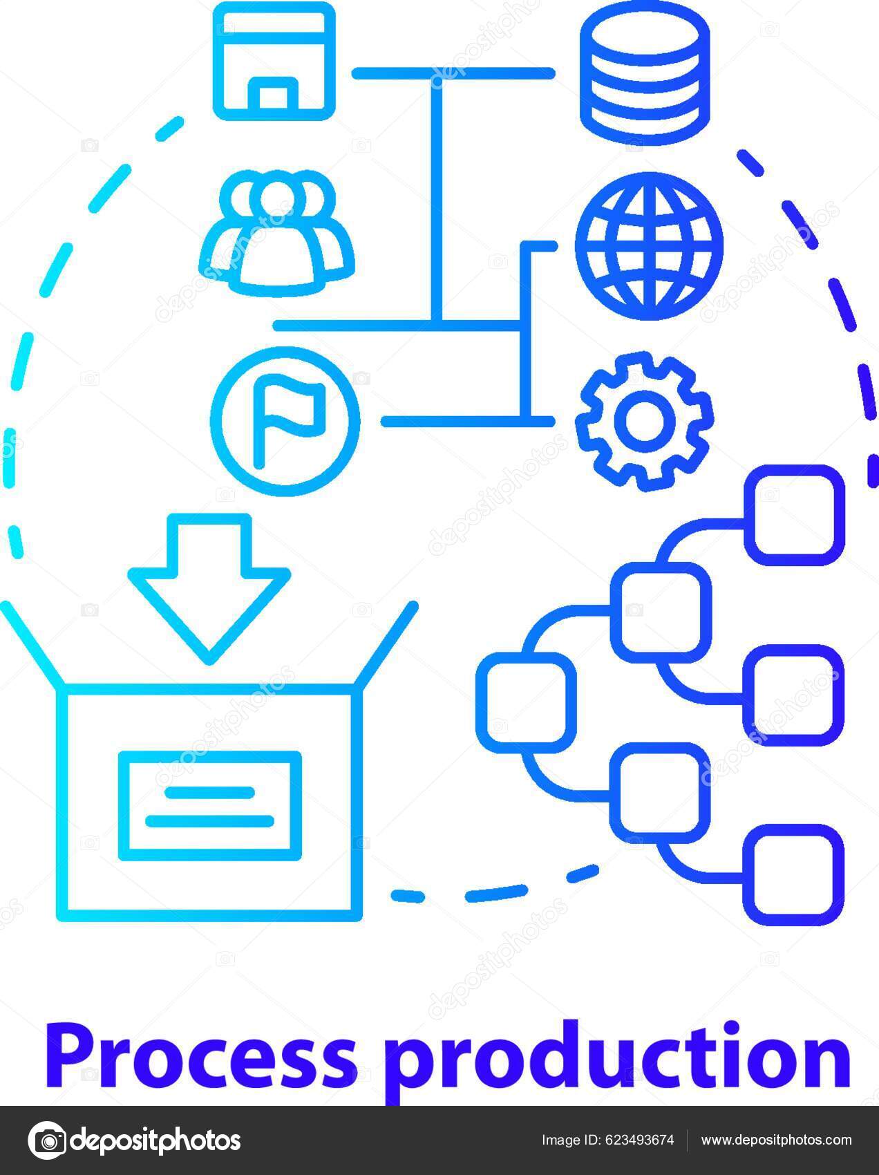 Proceso Producción Icono Concepto Azul Idea Gestión Operaciones ...
