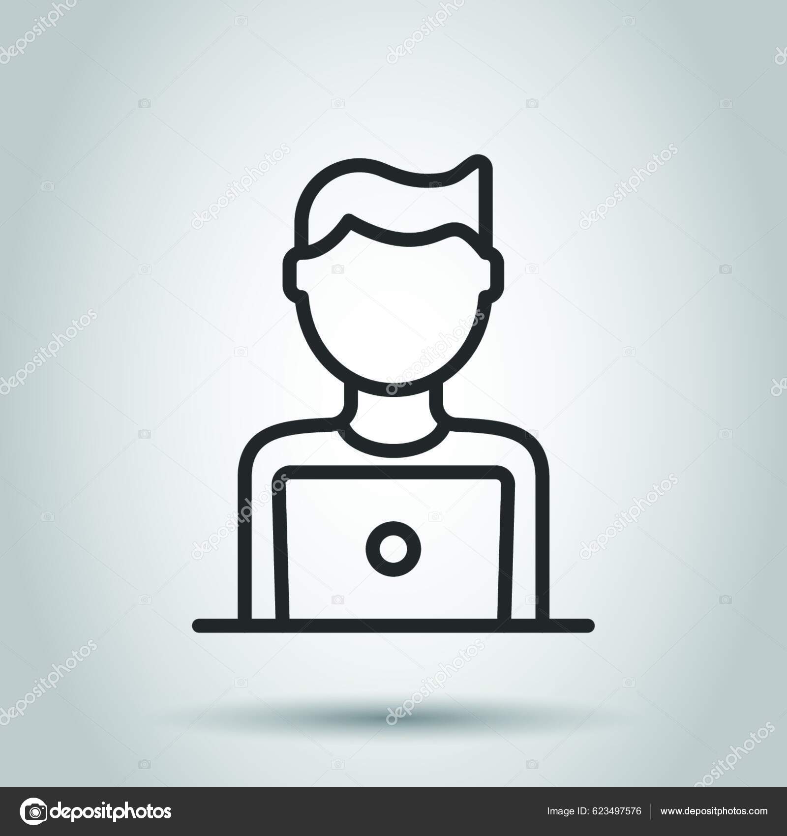 People Laptop Computer Icon Flat Style User Vector Illustration White ...