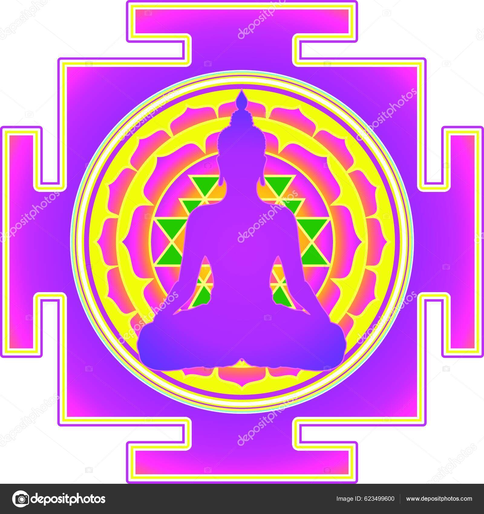 Buddha Sri Yantra Sri Chakra Form Mystical Diagram Shri Vidya Stock ...