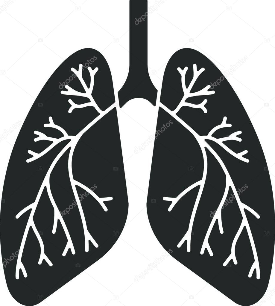 Pulmones humanos con icono de glifo de bronquios y bronquiolos 2023