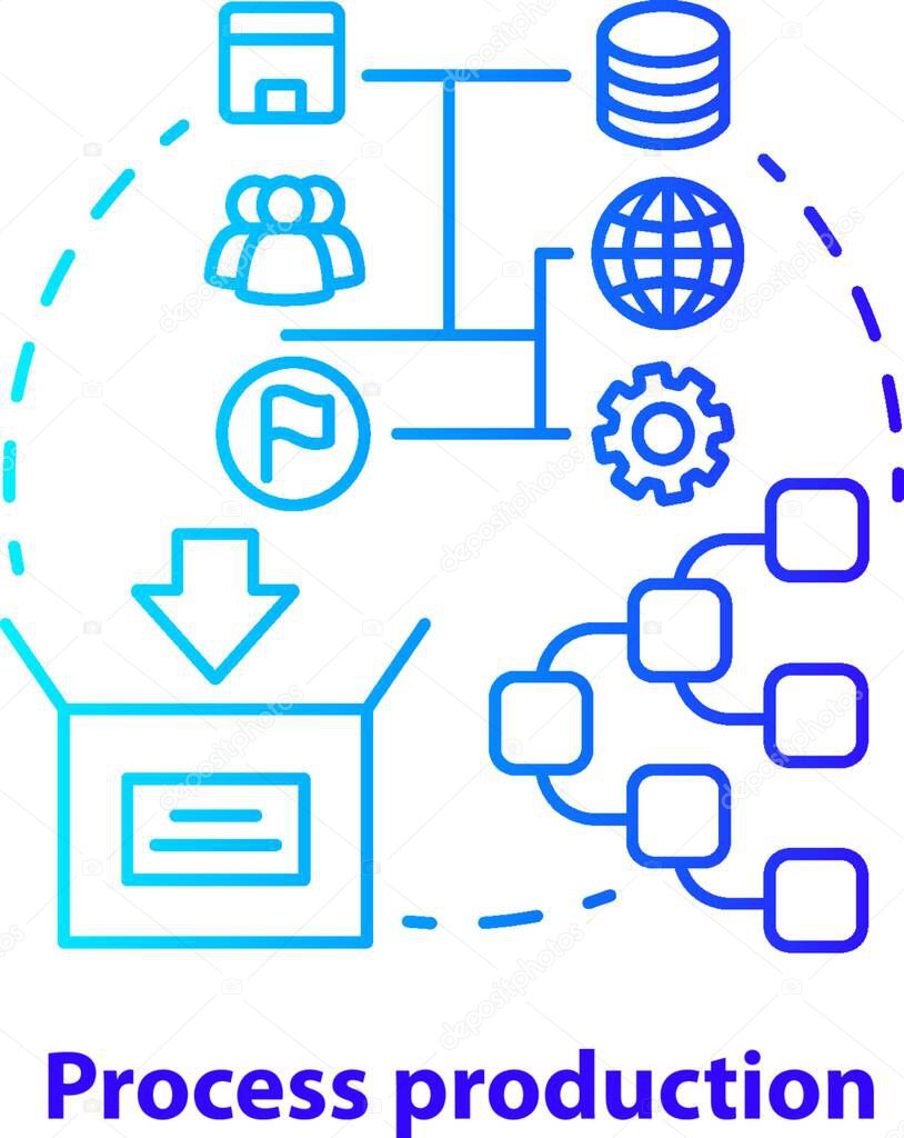 Proceso de producción icono concepto azul. Idea de gestión de ...