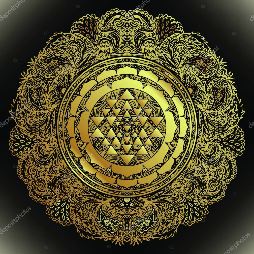 El Sri Yantra o Sri Chakra, forma de diagrama místico, escuela Shri ...