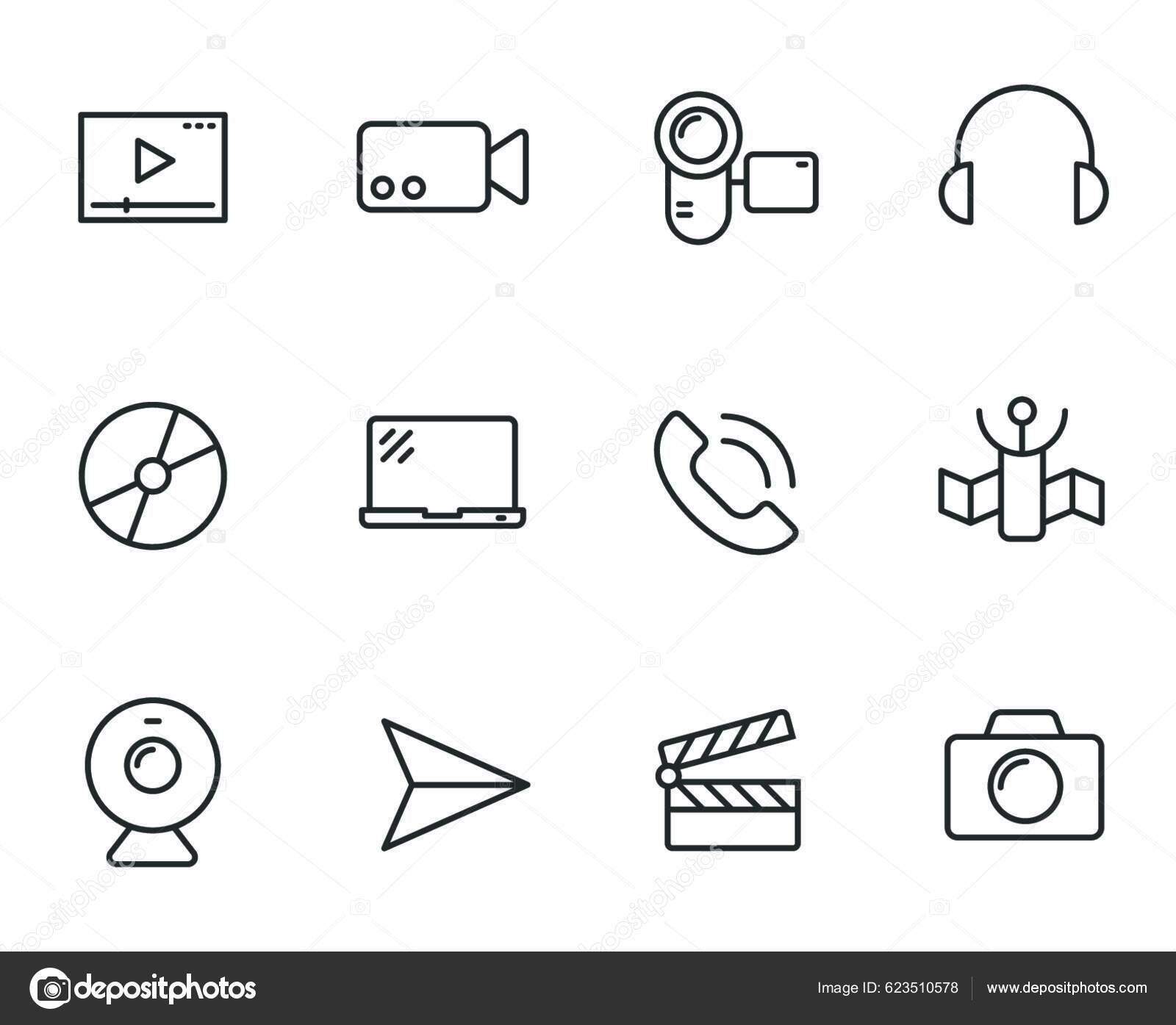 Mass Media Outline Vector Icons Set Isolated White Background Media ...