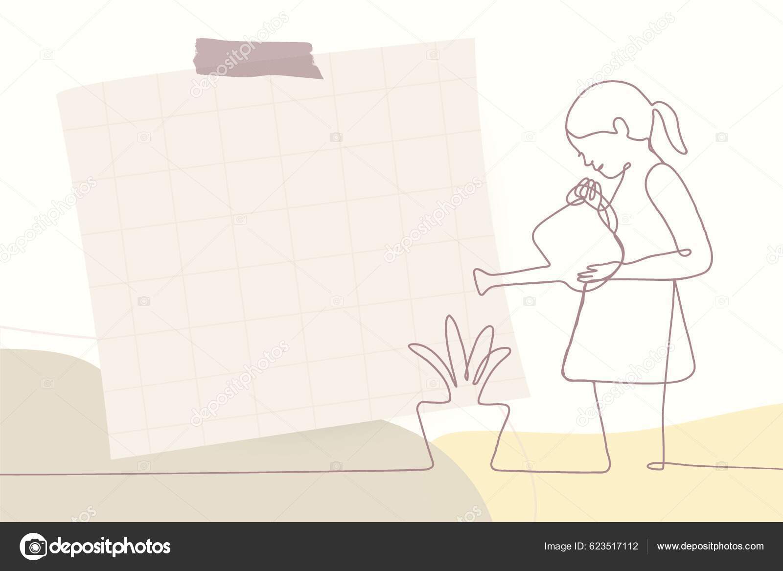 Sticky Note Frame Background Beige Doodle Illustration Vector Stock ...