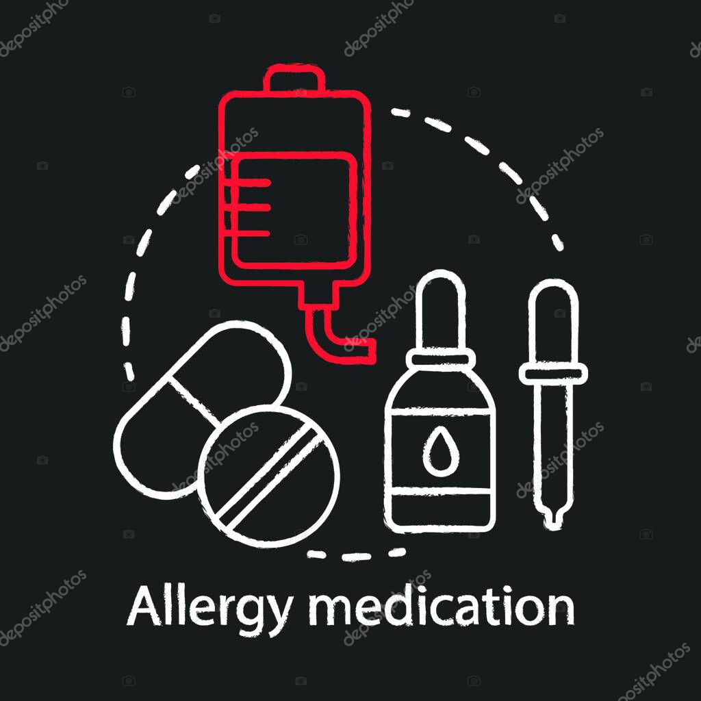 Icono del concepto de tiza para medicamentos para la alergia. Idea de ...