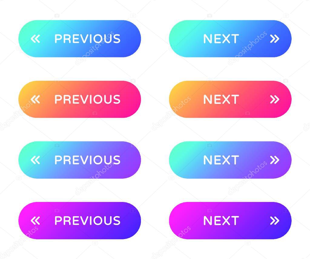 anterior siguiente conjunto de botones web. Lleno de botones web ui en ...