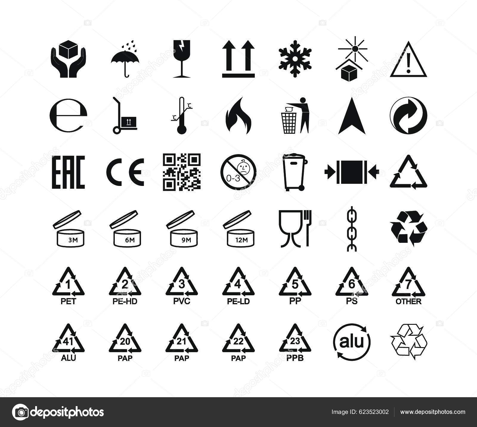 Packaging Icons Package Signs Set Vector Illustration Flat Design Stock ...