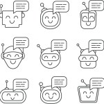 Facial Recognition Secured Chatbot Object Detection App Chat Bot Icons Stock Vector by ©bsd ...