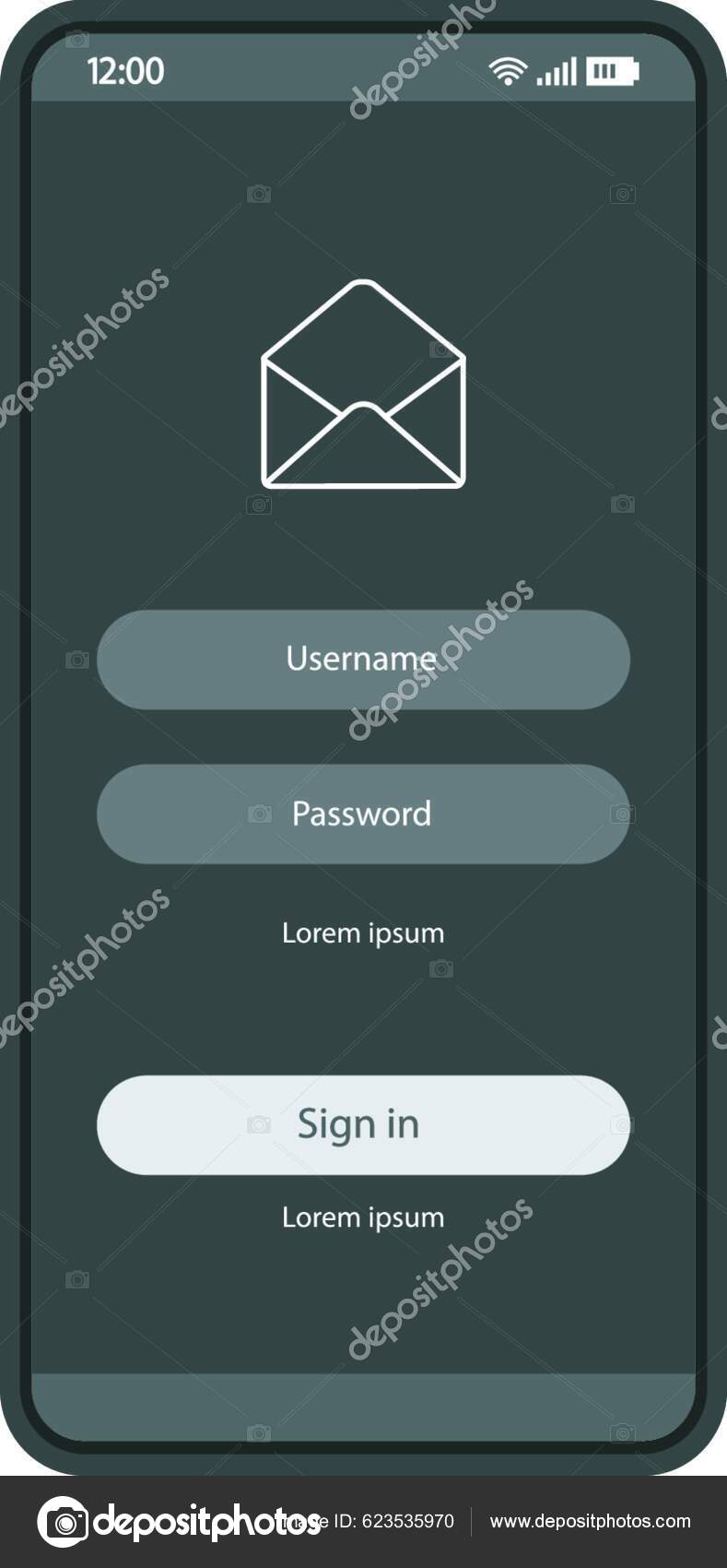 Email Sign Smartphone Page Vector Template Stock Vector by ©YAY_Images ... Email Sign Smartphone Page Vector Template Stock Vector by ©YAY_Images ...