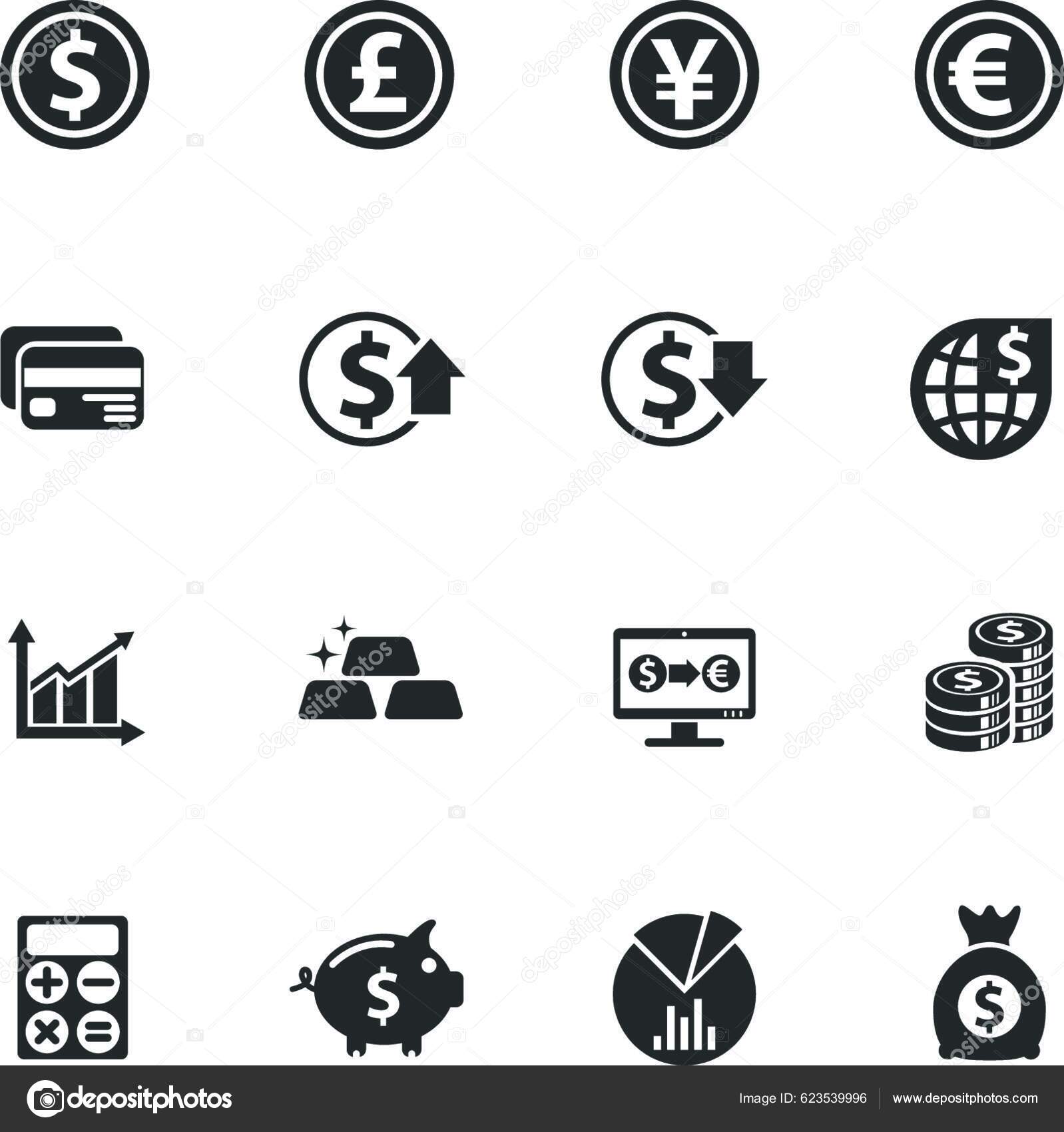 Conjunto Iconos Cambio Divisas Vector de stock por ©YAY_Images 623539996