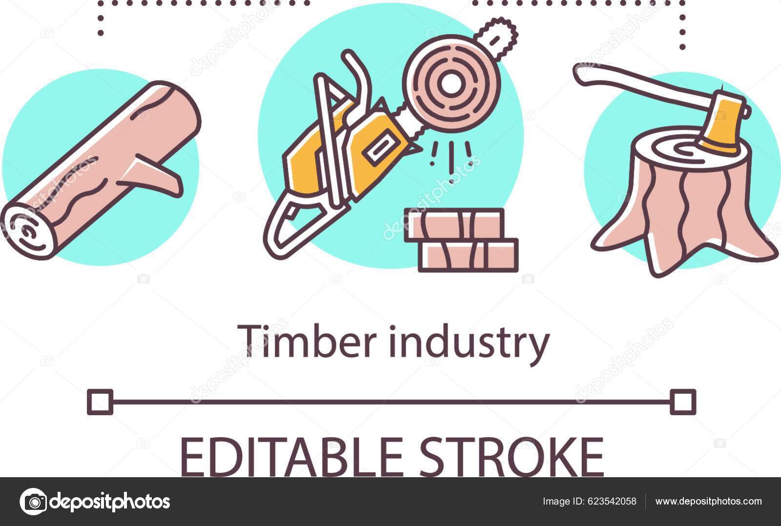 Timber Industry Concept Icon Logging Forestry Sector Wood Production ...