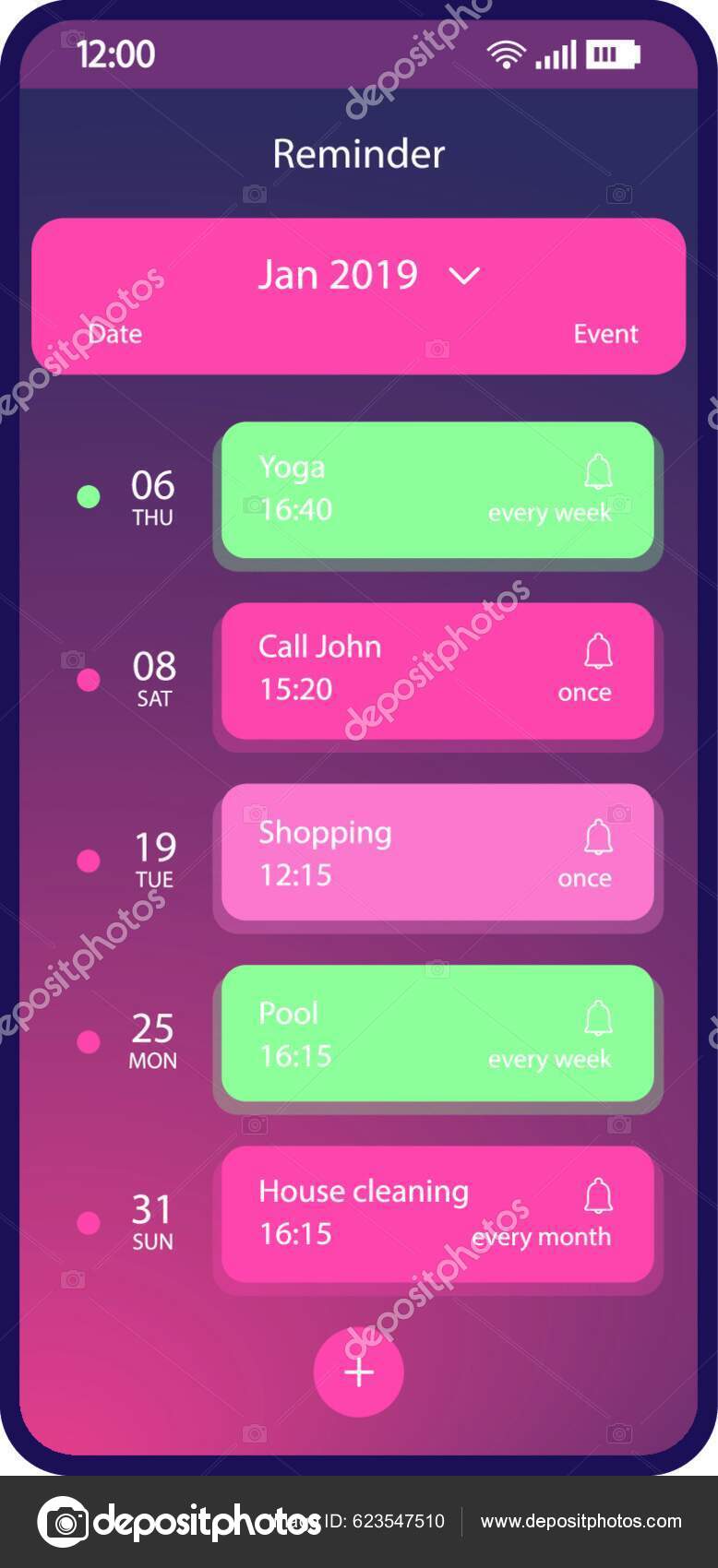 Reminder App Smartphone Interface Vector Template Stock Vector by ©YAY ... Reminder App Smartphone Interface Vector Template Stock Vector by ©YAY ...