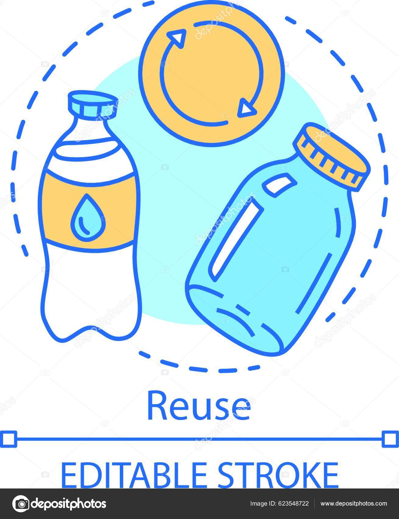 Zero Waste Products Recycling Reusing Items Concept Icon Recyclables ...