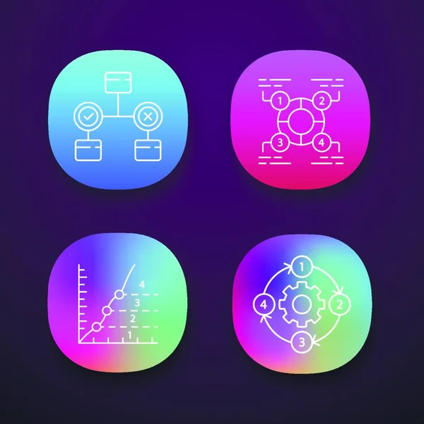 Diagrams App Icons Set Planning Process Flow Statistics Data Visualization Stock Vector by ©YAY ...