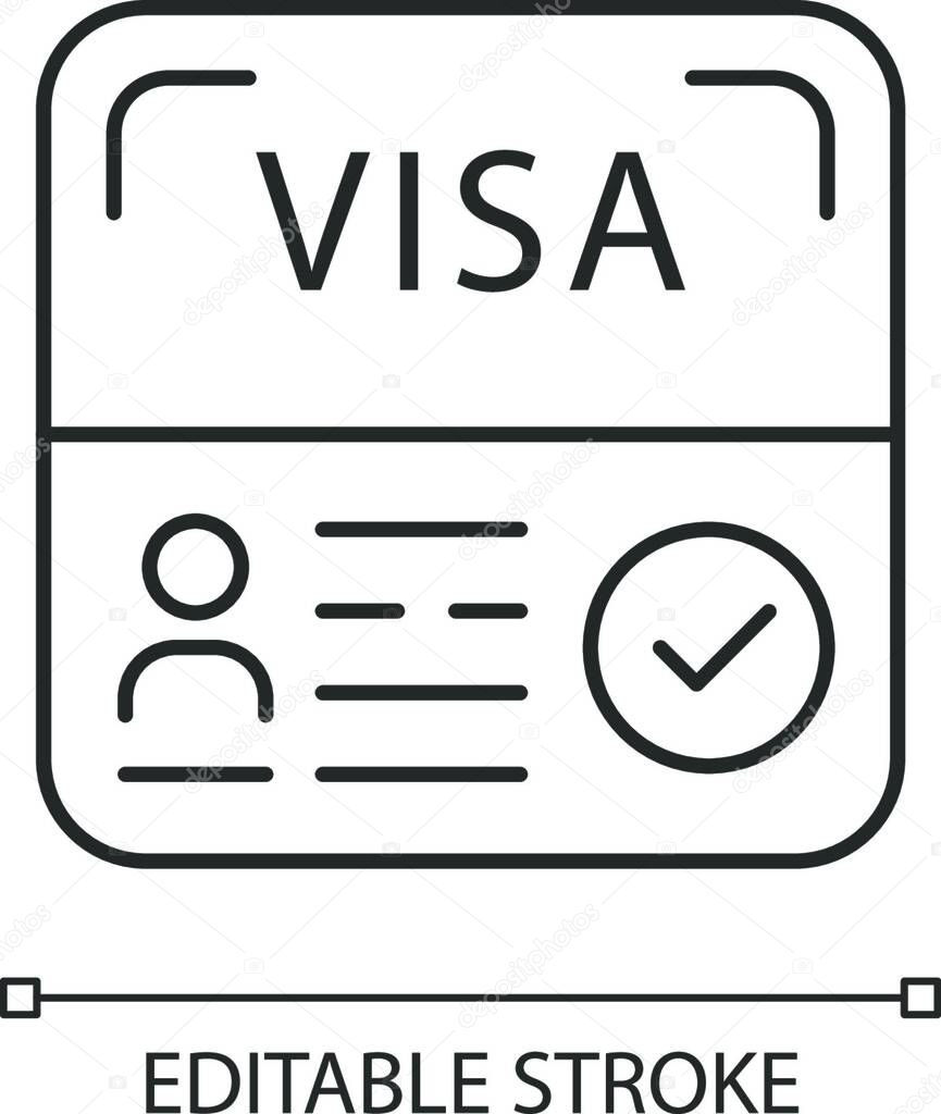 Iniciar visa icono lineal. Permiso de residencia temporal. Papeleo ...