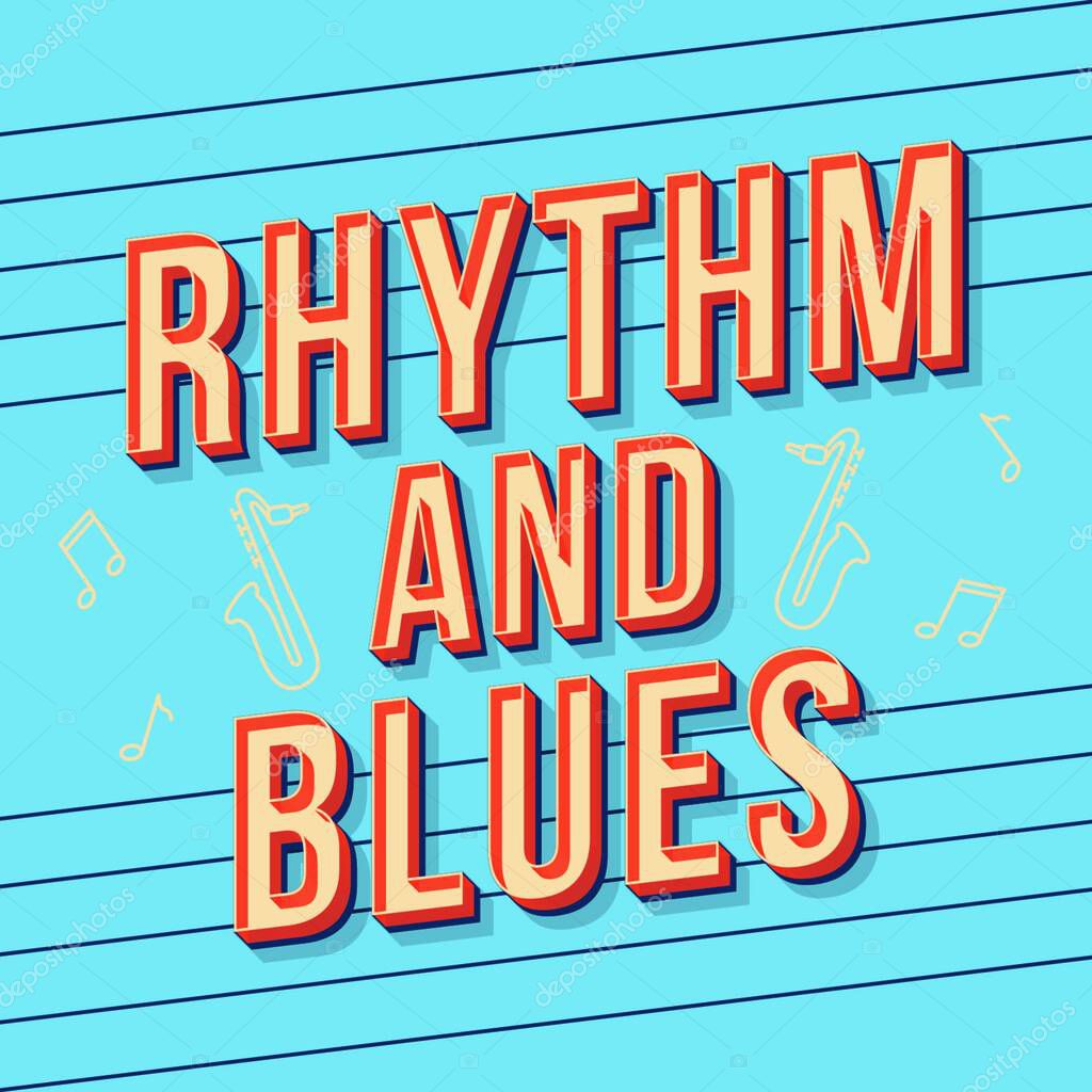 "Ritmo y blues vintage 3d letras vectoriales. Retro bold fuente, tipo ...