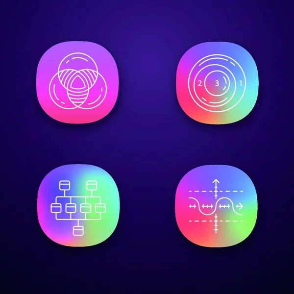Diagramas Conjunto Iconos Aplicaciones Planificación Flujo Del Proceso Visualización Datos ...