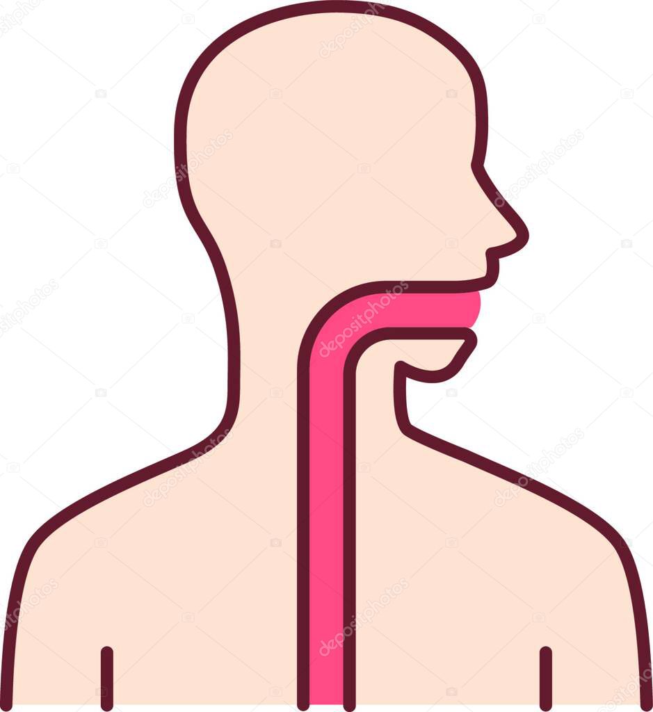 "Icono de color de garganta saludable. Cavidad oral, faringe y esófago ...