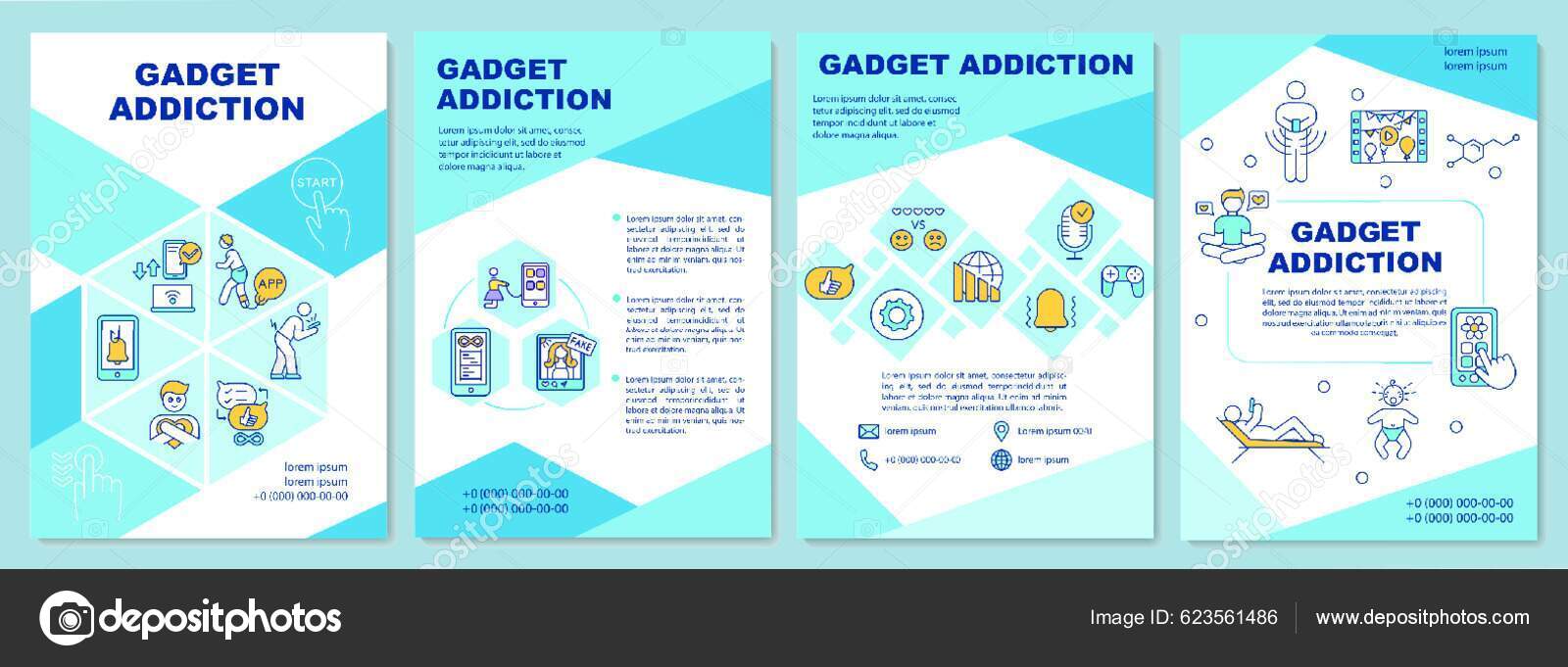 Gadget Addiction Brochure Template Stock Vector by ©YAY_Images 623561486