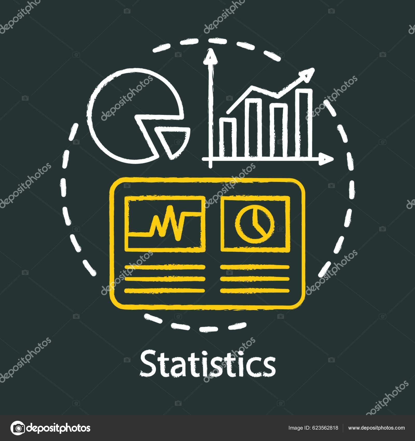 Statistics Study Scientific Research Chalk Concept Icon Chart Rising ...