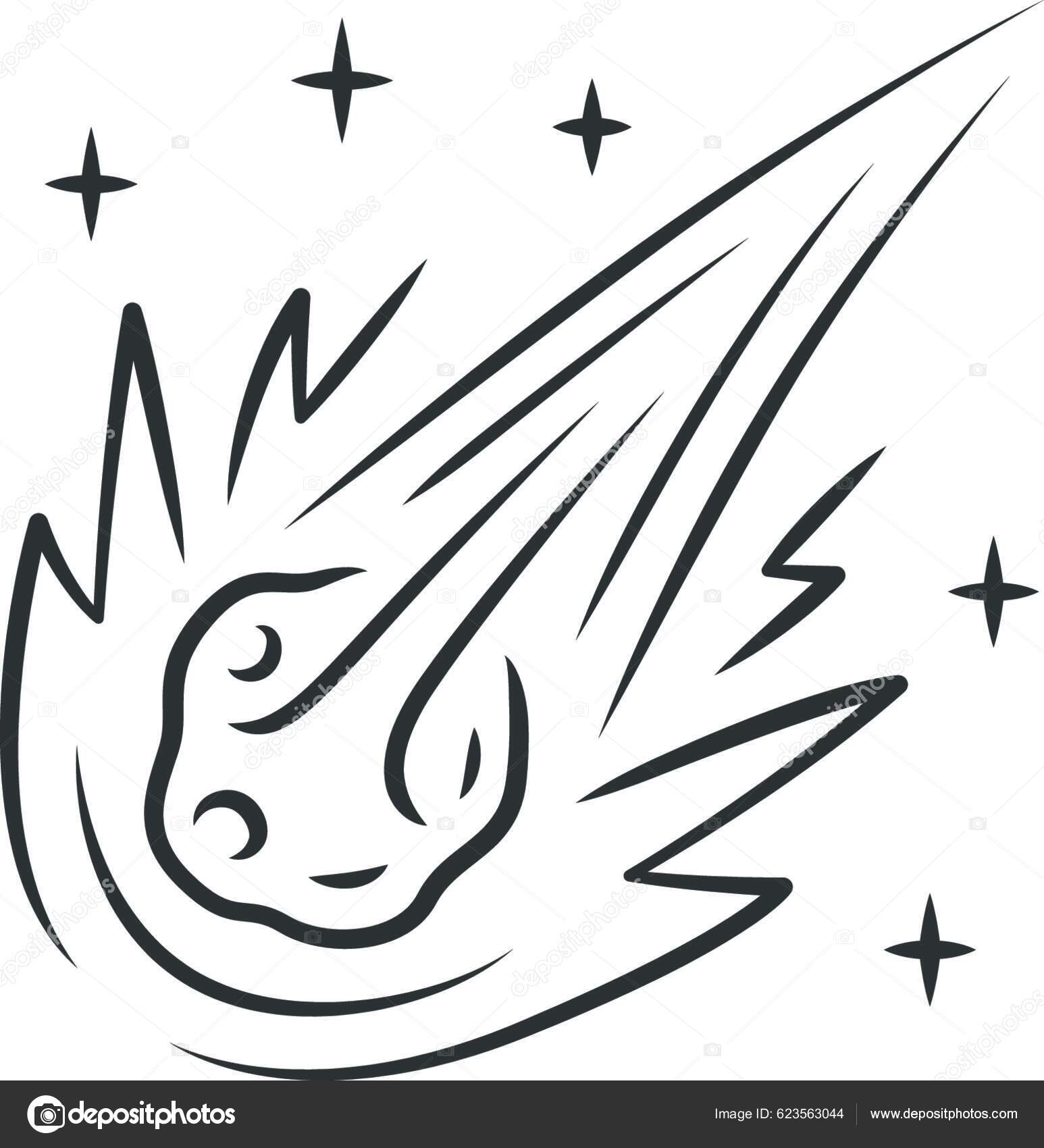 Comet Linear Icon Falling Star Meteor Asteroid Bright Celestial Object ...