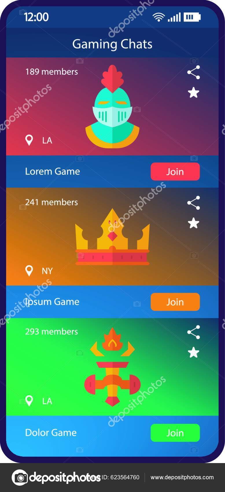 Gaming Chats Smartphone Interface Vector Template Stock Vector by ©YAY ...