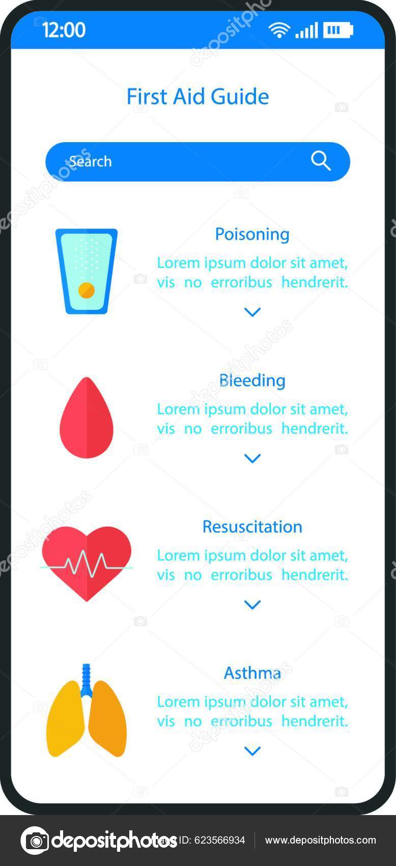 First Aid Guide Smartphone Interface Vector Template Stock Vector by ... First Aid Guide Smartphone Interface Vector Template Stock Vector by ...