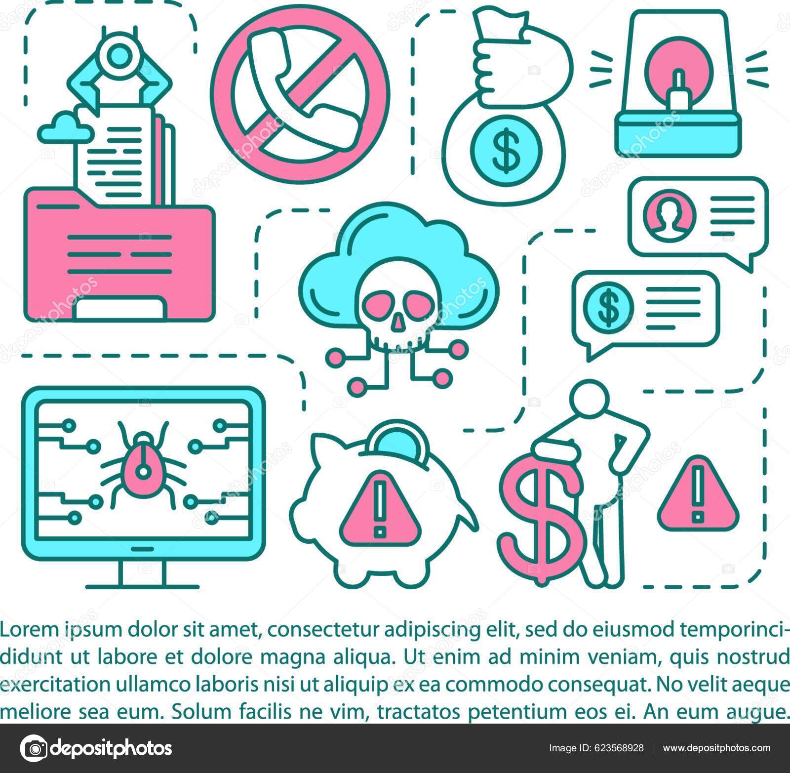 Attention Scam Article Page Vector Template Fraud Warning Brochure ...