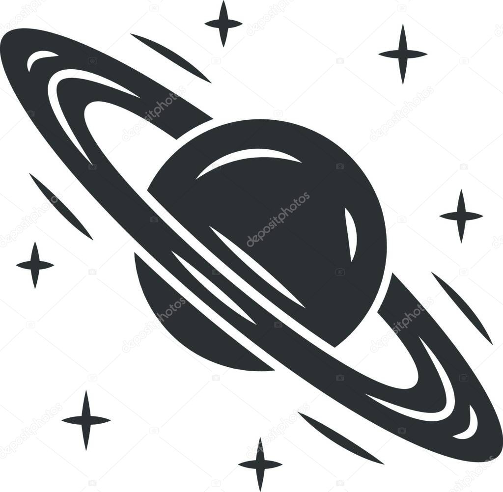 Icono del glifo de Saturno. Planeta con anillos. Sexto planeta desde el ...
