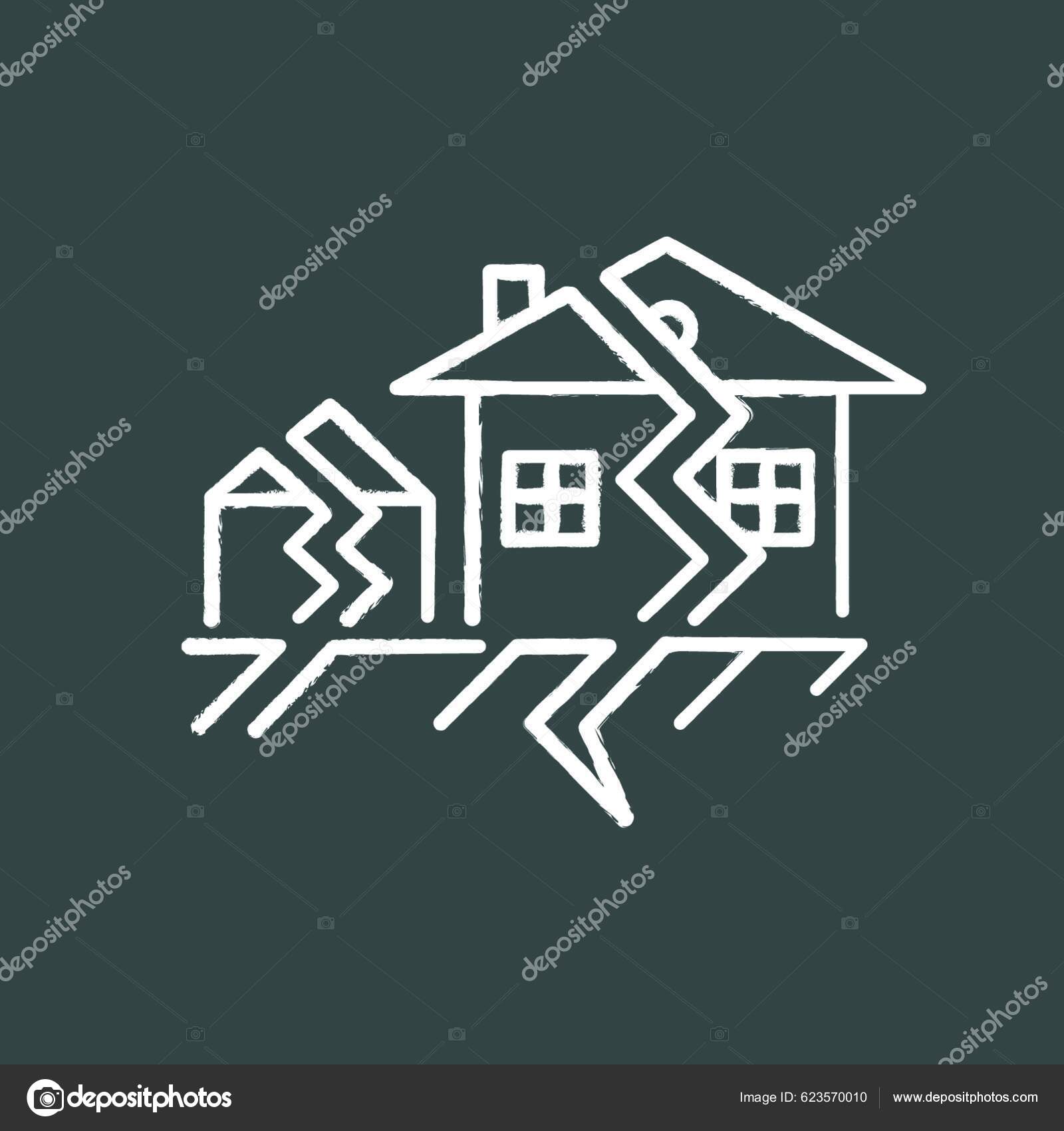 Earthquake Chalk Icon Seismic Activity Temblor Buildings Destruction ...