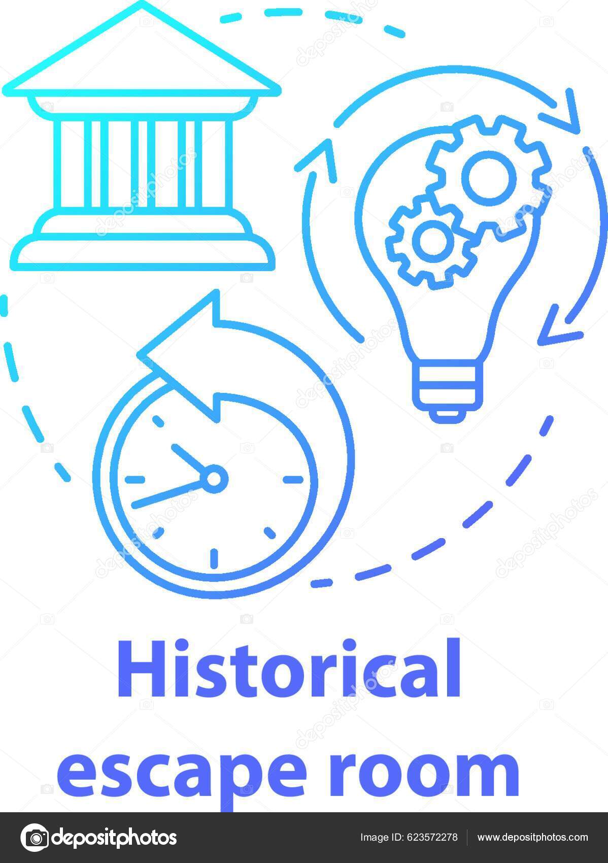 Historical Escape Room Blue Gradient Concept Icon Theme Quest Idea ...