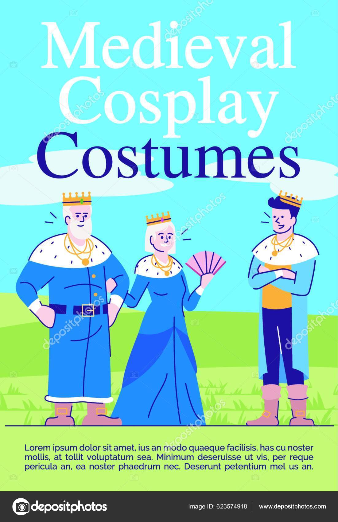 Image vectorielle Modèle Brochure Costumes Cosplay Médiéval Brochure ...
