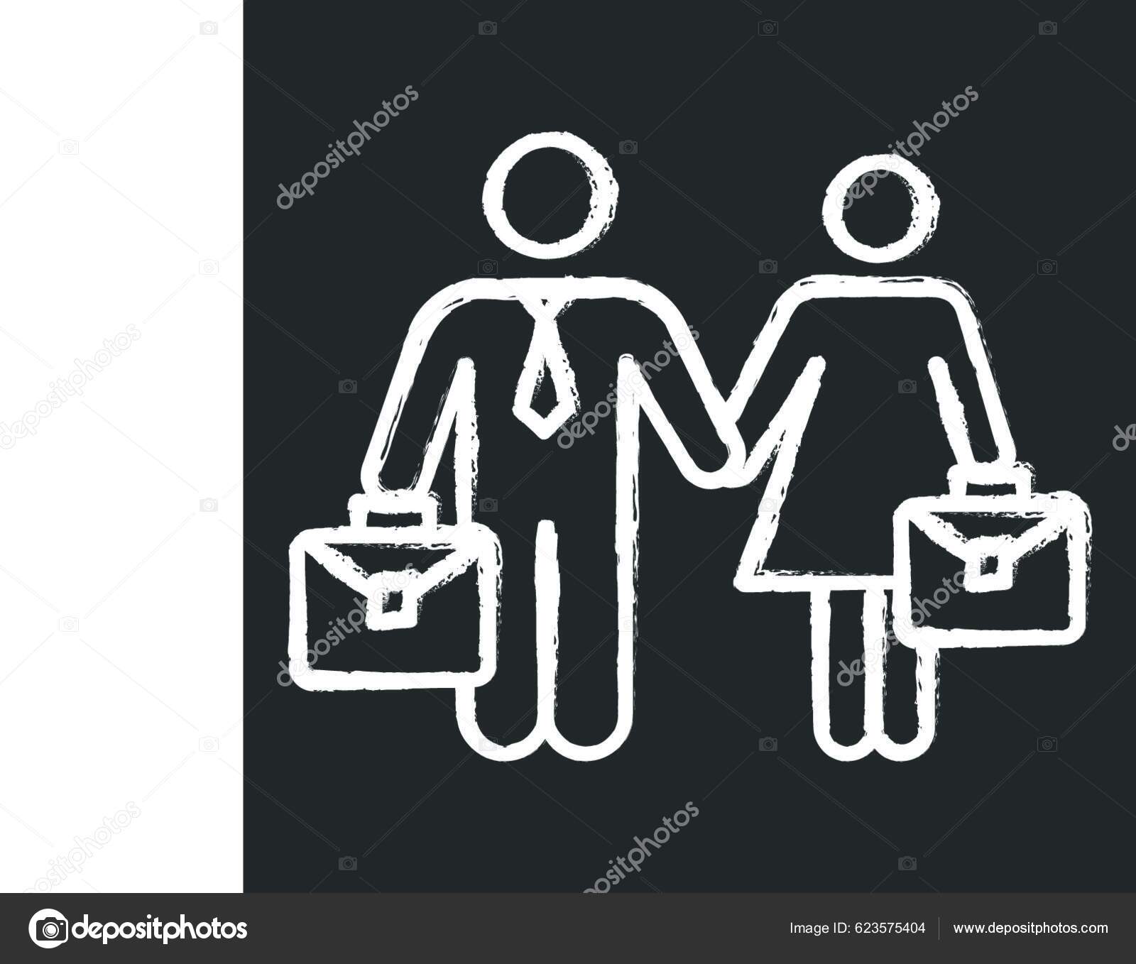 Employment Gender Equality Chalk Icon Woman Man Equal Work Rights Stock ...