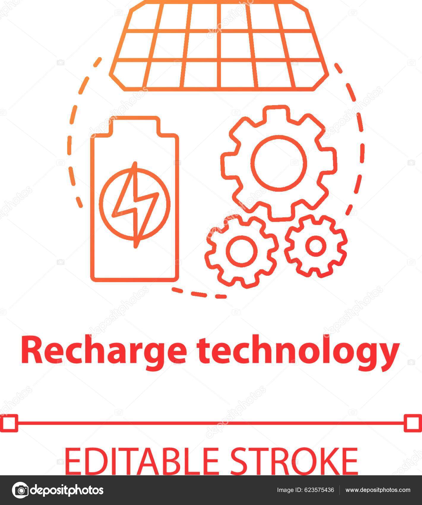 Recharge Technology Red Concept Icon Sun Batteries Idea Thin Line Stock ...