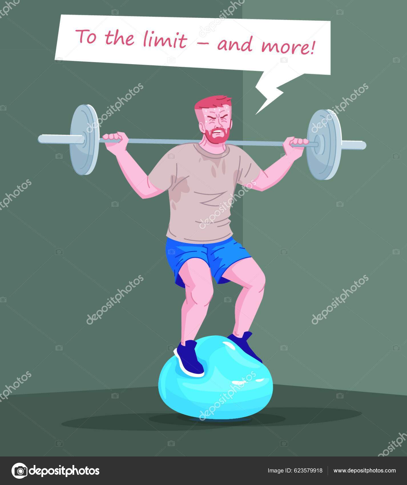 Workout Dependence Flat Vector Illustration Physical Training Addiction ...
