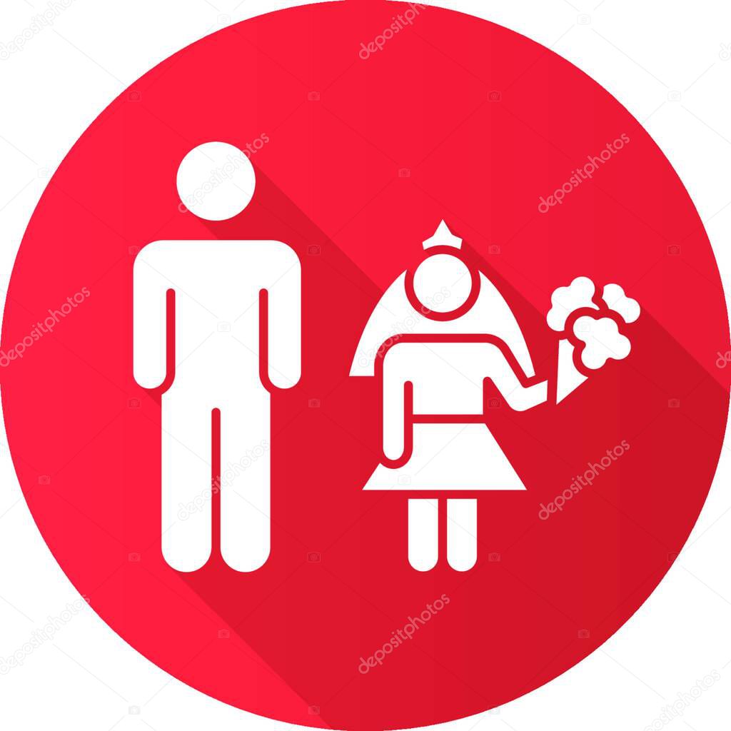 Icono De Glifo De Sombra Largo De Diseño Plano Rojo Matrimonio
