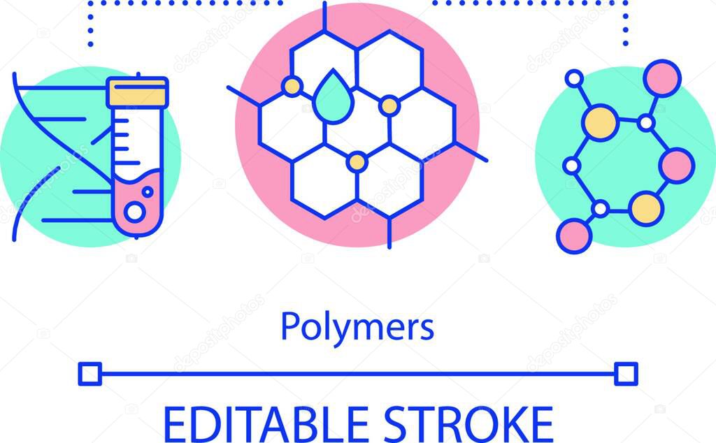 "Icono de concepto de polímeros. Materiales biomiméticos. Biopolímeros ...