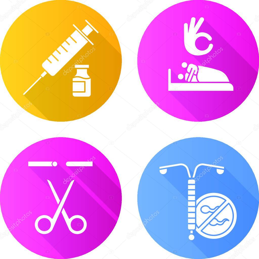Conjunto De Iconos De Glifo De Sombra Largo De Diseño Plano Sexo