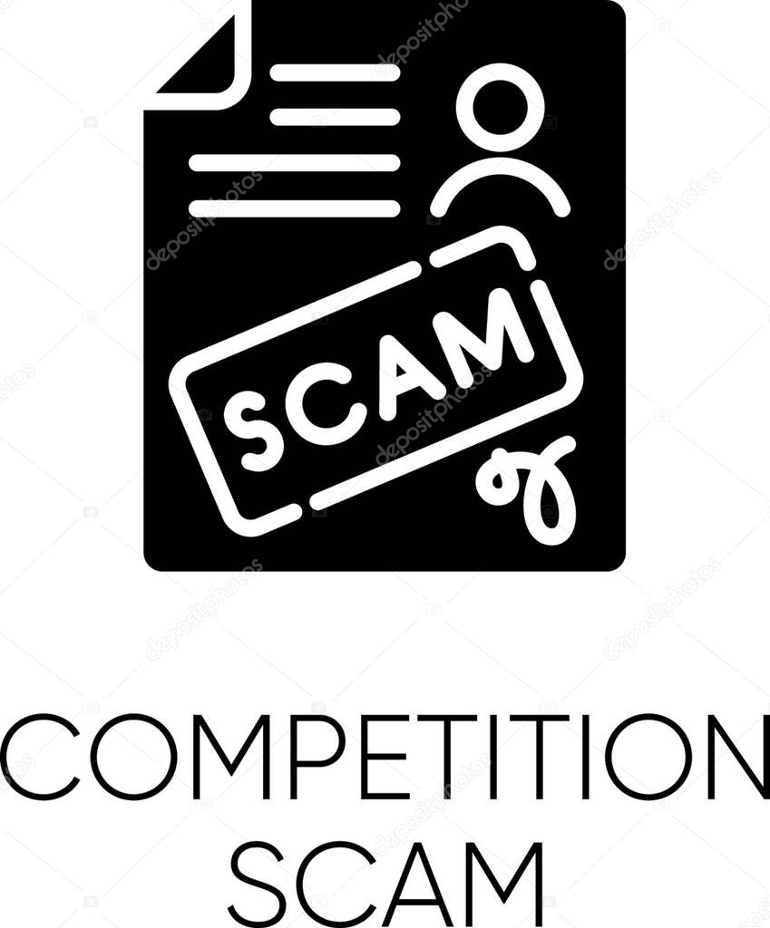 "Concurso estafa icono glifo. Fraude de depósito. Estafa de premio ...