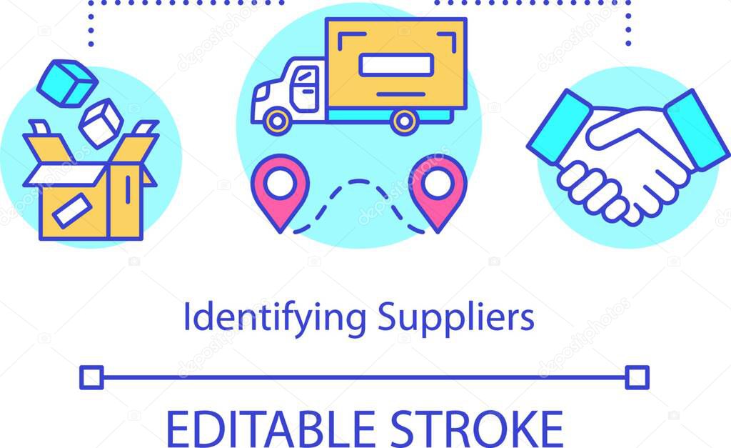 "Identificar el icono del concepto de proveedores. Ilustración de línea ...