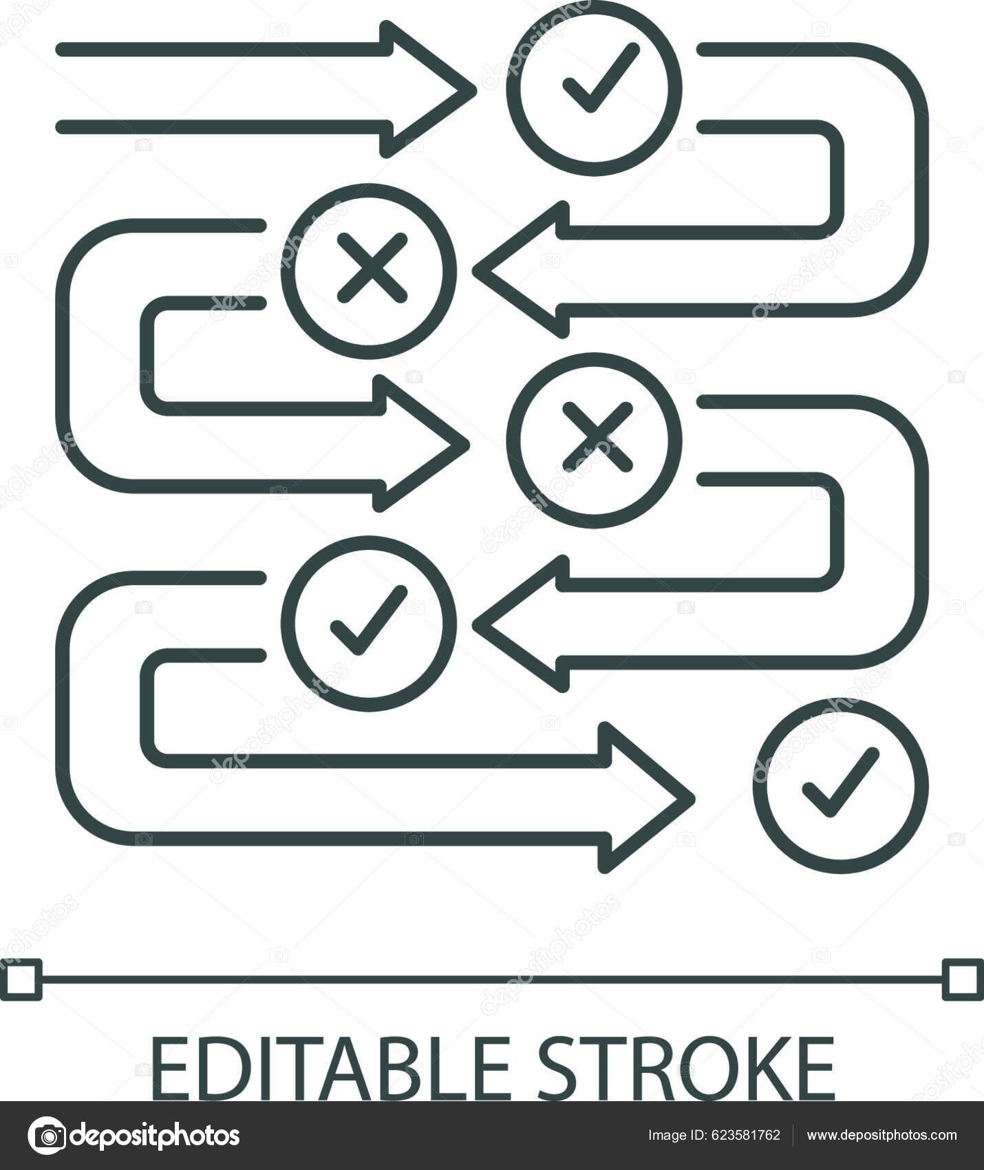 Vettoriale stockIcona Lineare Del Processo Indagine Fasi Avanzamento ...