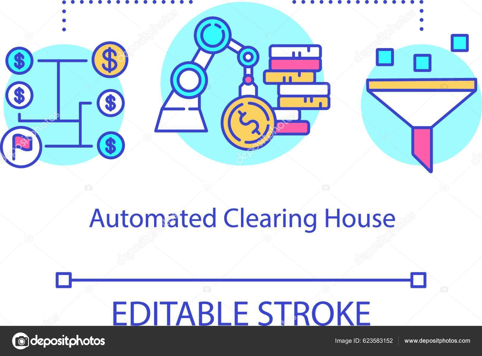 Automated Clearing House Concept Icon Electronic Network Idea Thin Line ...