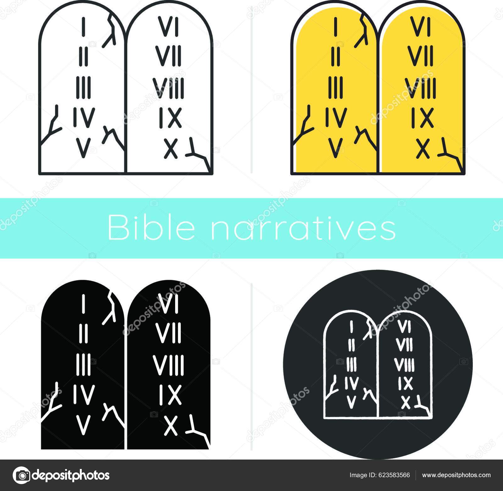 Ten Commandments Bible Story Icon Biblical Laws Written Stone Tablets ... Ten Commandments Bible Story Icon Biblical Laws Written Stone Tablets ...