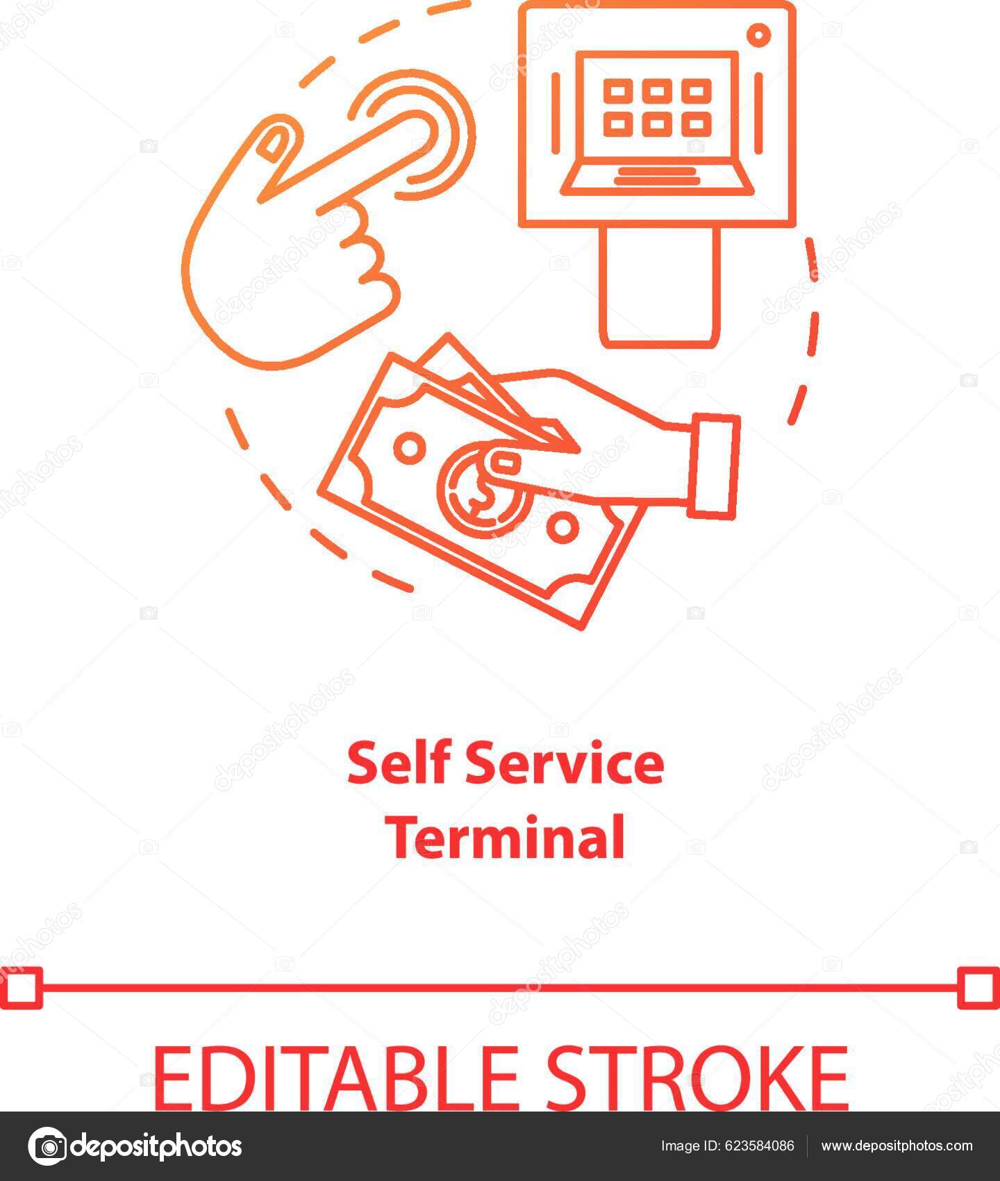 Self Service Terminal Red Gradient Concept Icon Customer Operated Checkout Stock Vector Image by ...