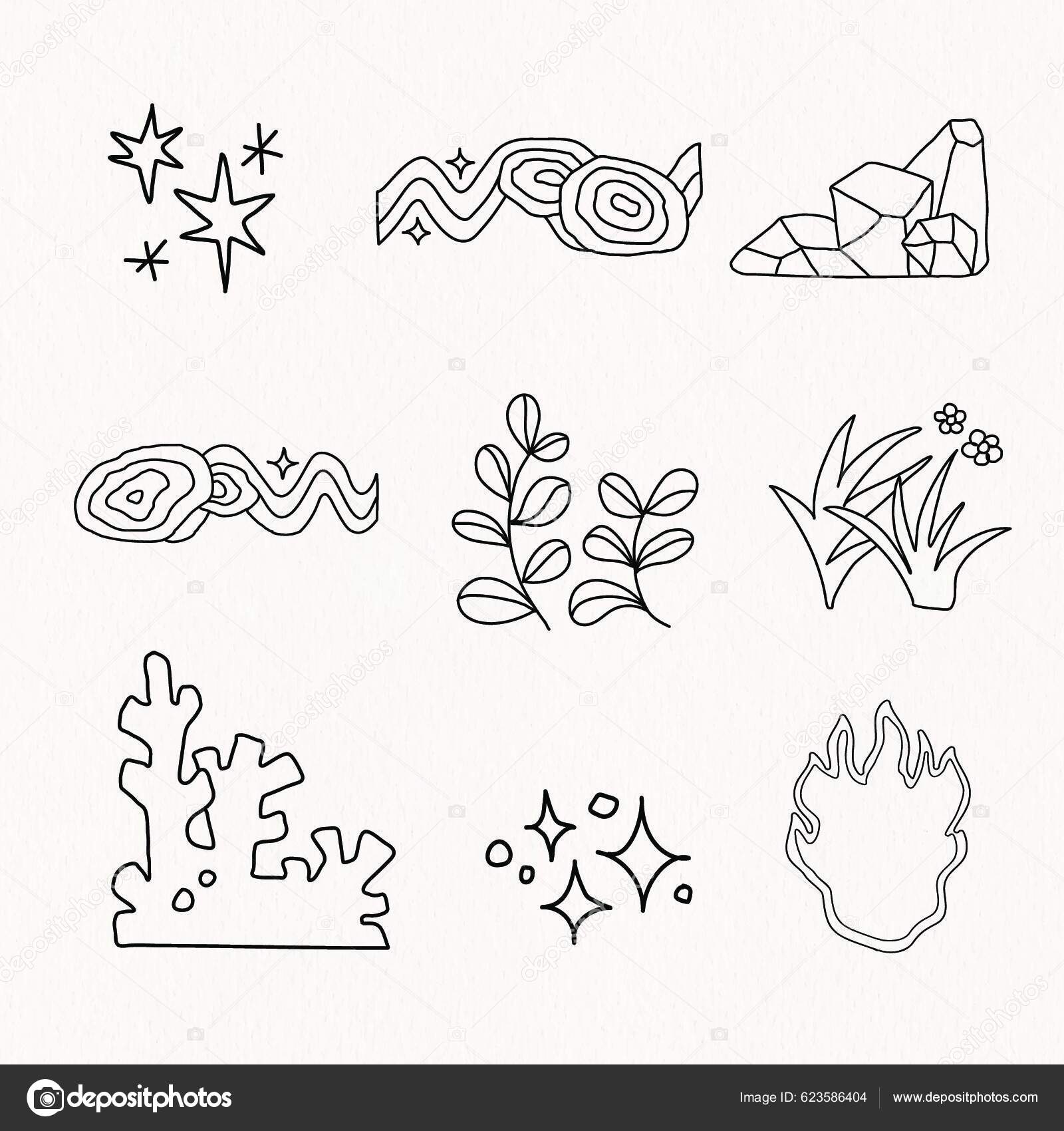 Funky Doodle Design Line Art Collage Element Set Vector Stock Vector by ...