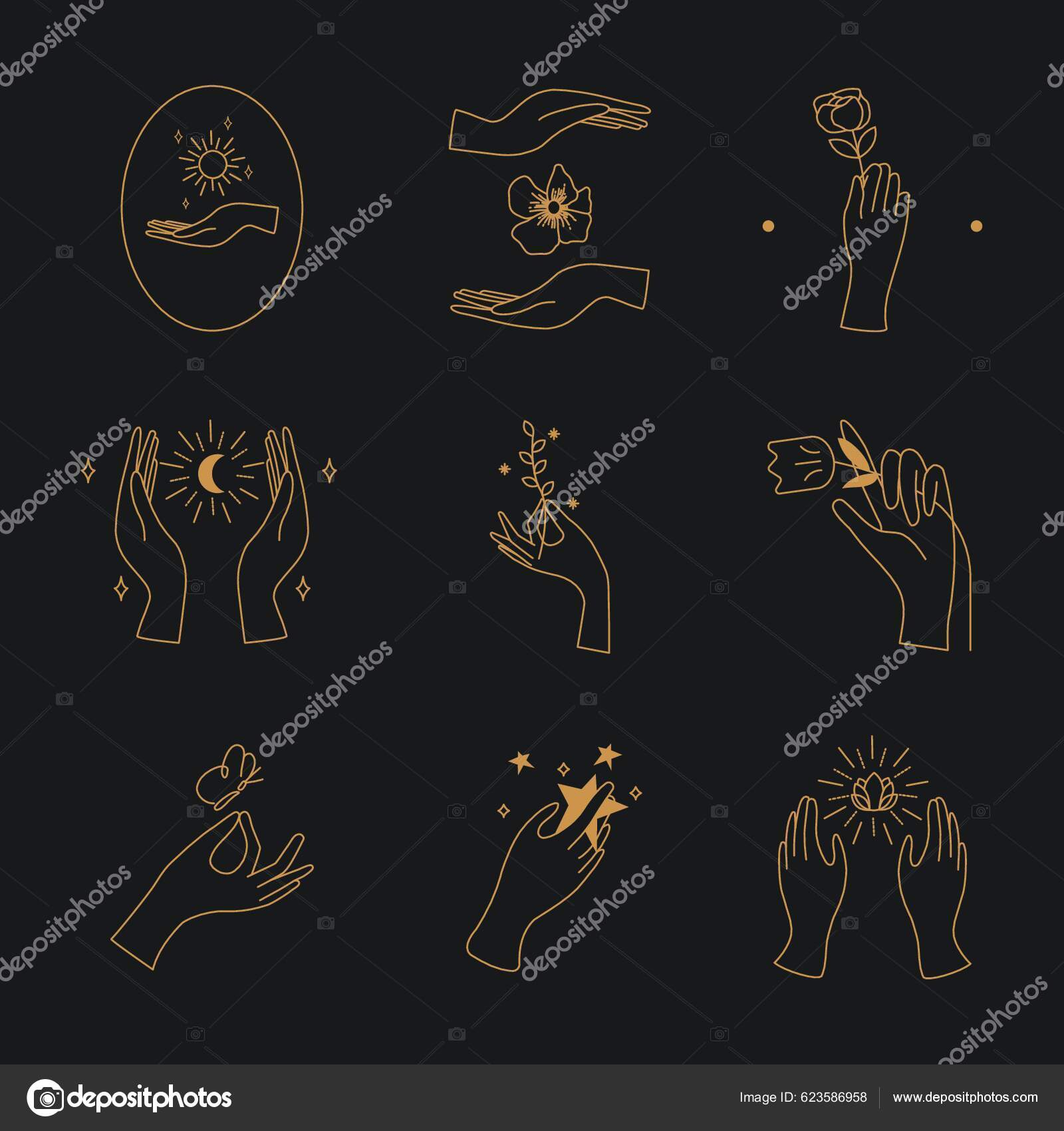 Minimal Hand Aesthetic Logo Element Set Vector Stock Vector by ©YAY ...