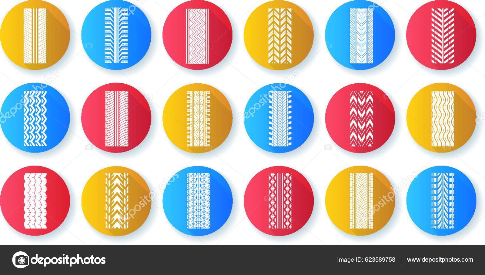 Tire Tread Flat Design Long Shadow Glyph Icons Set Detailed Stock Vector Image by ©YAY_Images ...