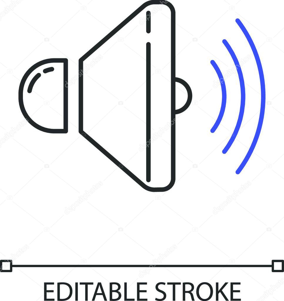 "Altavoz de sonido icono lineal. Control de volumen. Altavoz, megáfono ...