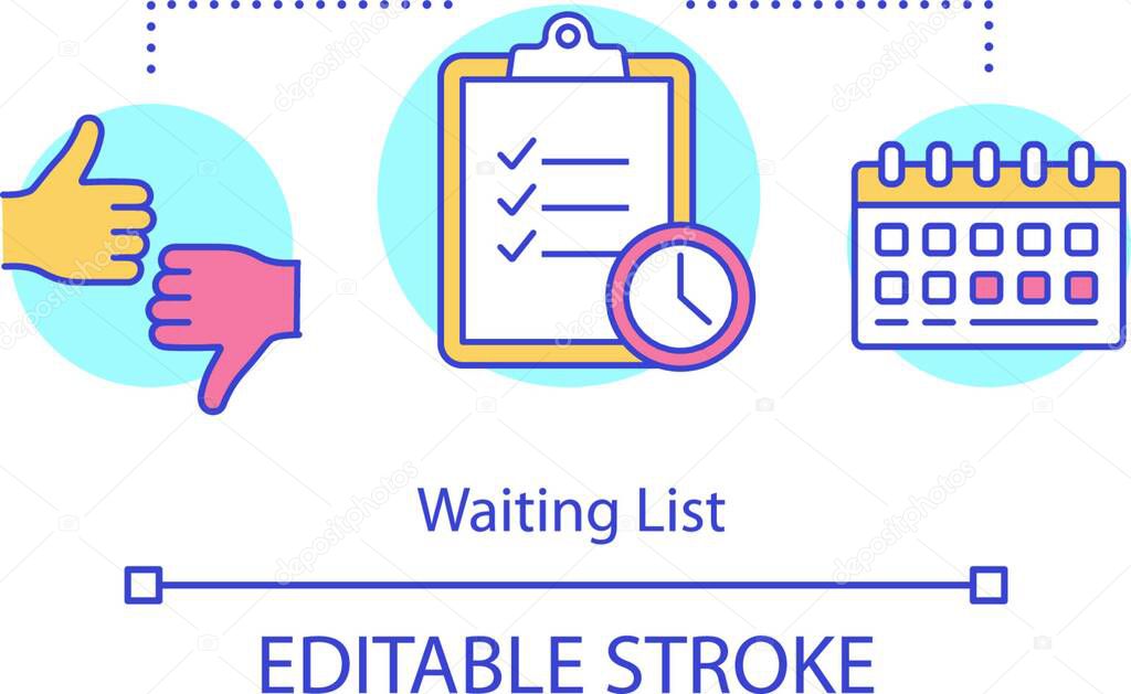 Icono de concepto lista de espera. Evaluación del propio éxito ... Icono de concepto lista de espera. Evaluación del propio éxito ...